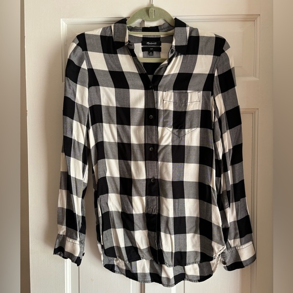 Madewell | Tops | Madewell Black And White Buffalo Check Button Up Xs ...